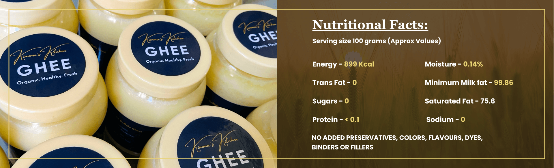 Pure Organic Desi Ghee - 500ml - Kimmus Kitchen Ghee