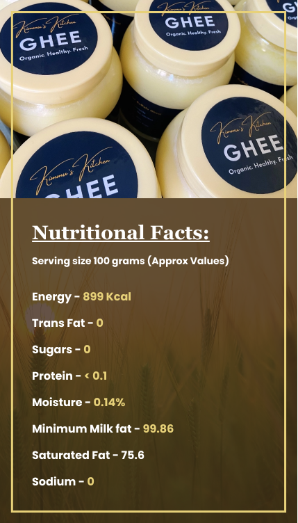Pure Organic Desi Ghee - 1L - Kimmus Kitchen Ghee